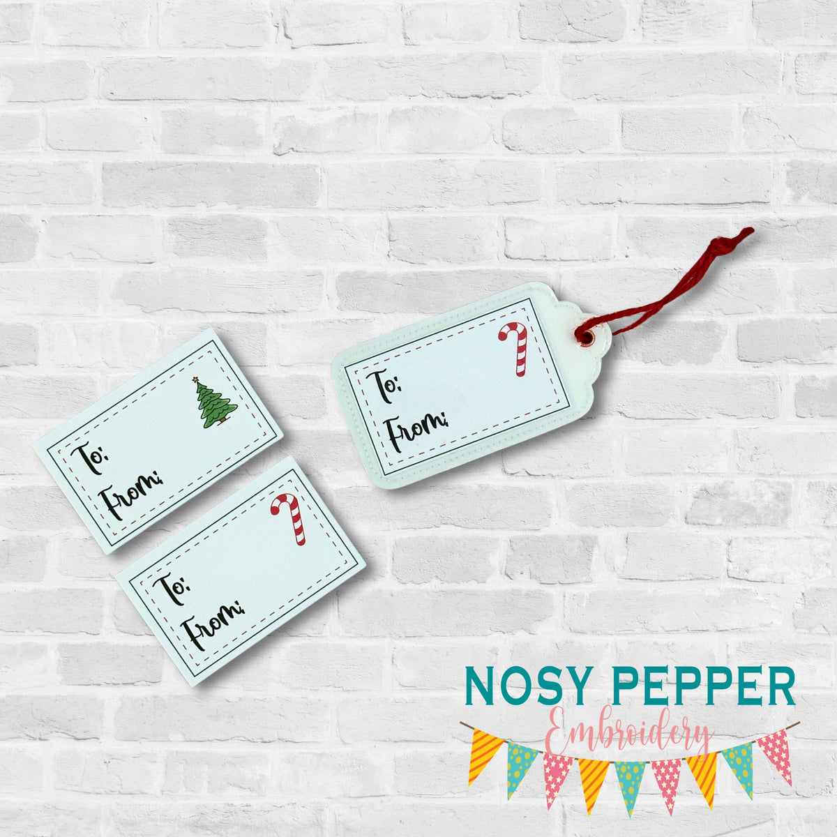 Christmas Tree Gift Tag with printable stickers machine embroidery des ...