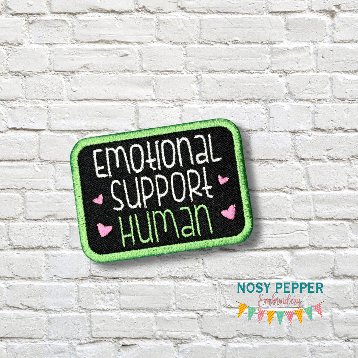 Emotional Support Human patch (2 sizes included) machine embroidery de – Nosy Pepper Patterns