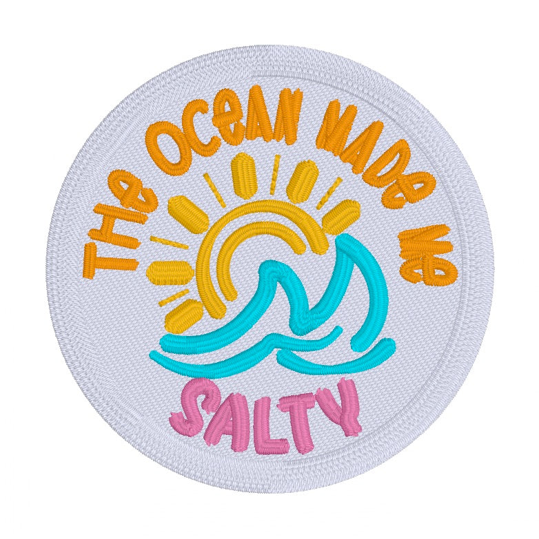The Ocean Made Me Salty patch (2 sizes included) machine embroidery de – Nosy Pepper Patterns