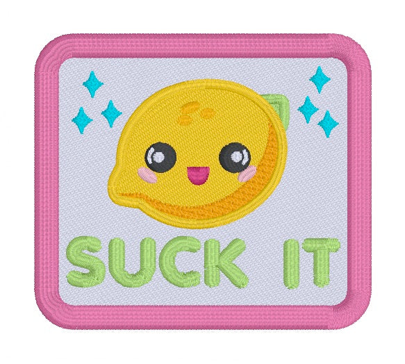 Suck It Lemon patch Spring 2025 Skill Builder Bundle (2 sizes included – Nosy Pepper Patterns