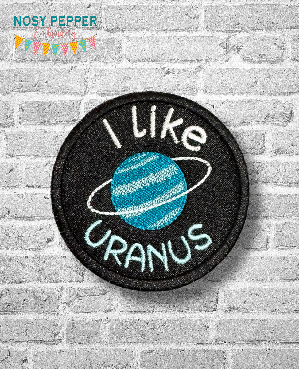 Uranus patch (2 sizes included) machine embroidery design DIGITAL DOWN – Nosy Pepper Patterns