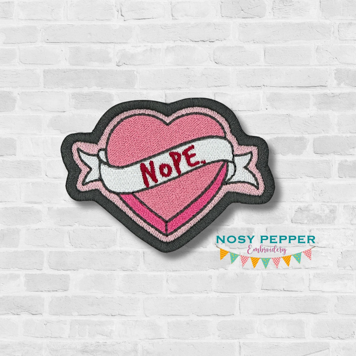 Nope patch machine embroidery design (2 sizes included) DIGITAL DOWNLO – Nosy Pepper Patterns
