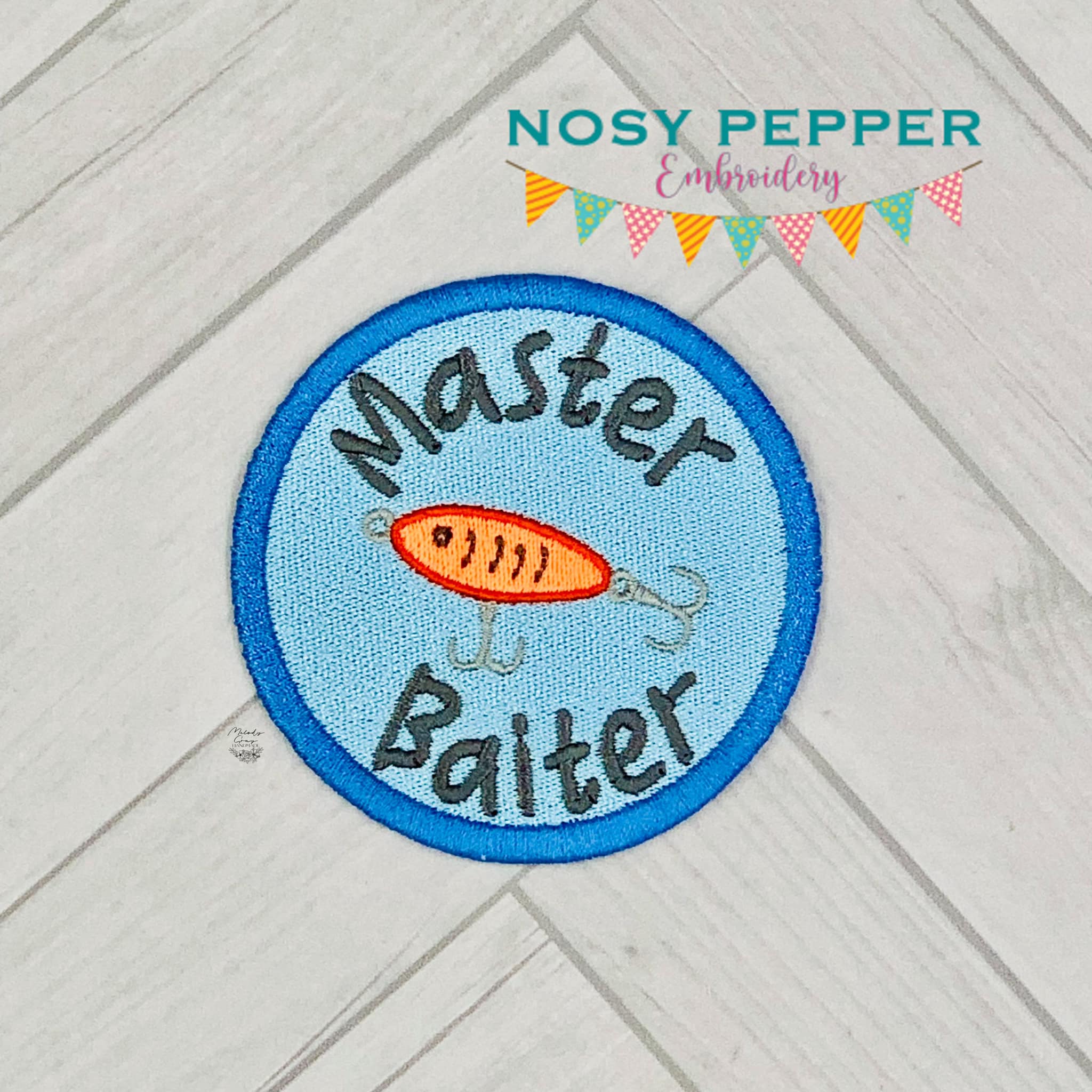 Master Baiter patch machine embroidery design (2 sizes included) DIGIT – Nosy Pepper Patterns