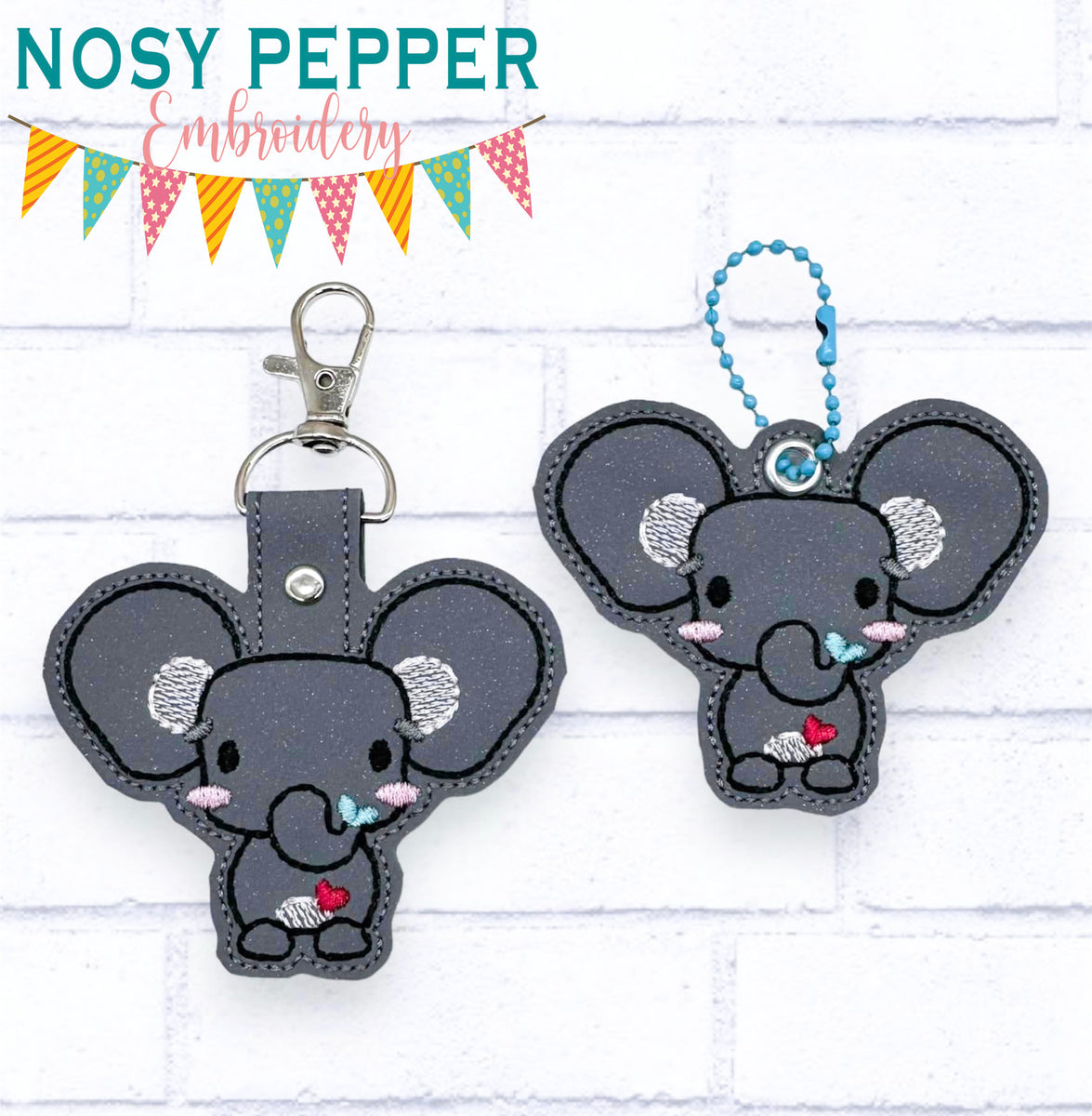 Cute Elephant snap tab and eyelet fob May 2024 Patreon Bundle machine ...