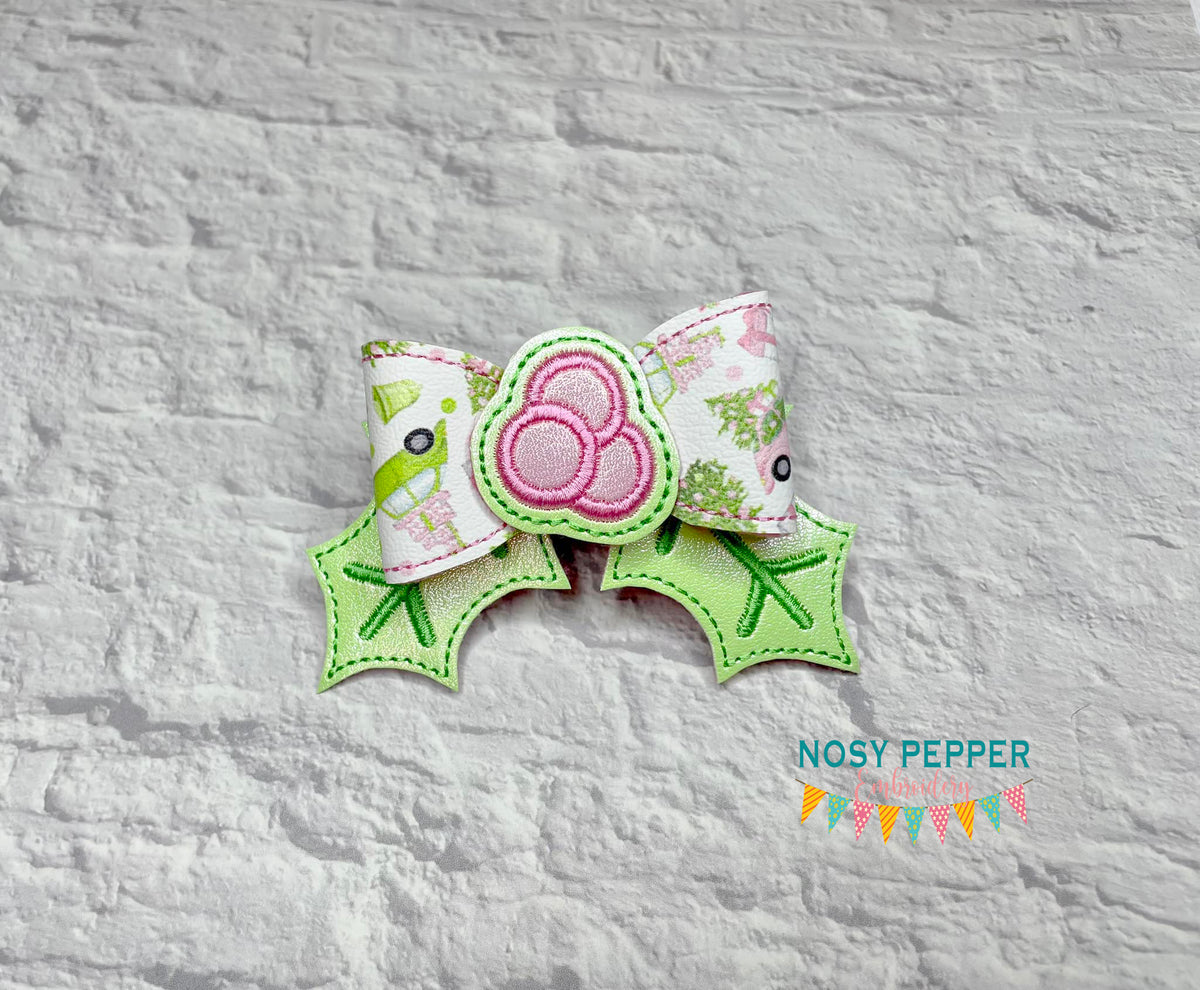 Holly ITH Bow (2 sizes included) machine embroidery design DIGITAL DOW ...