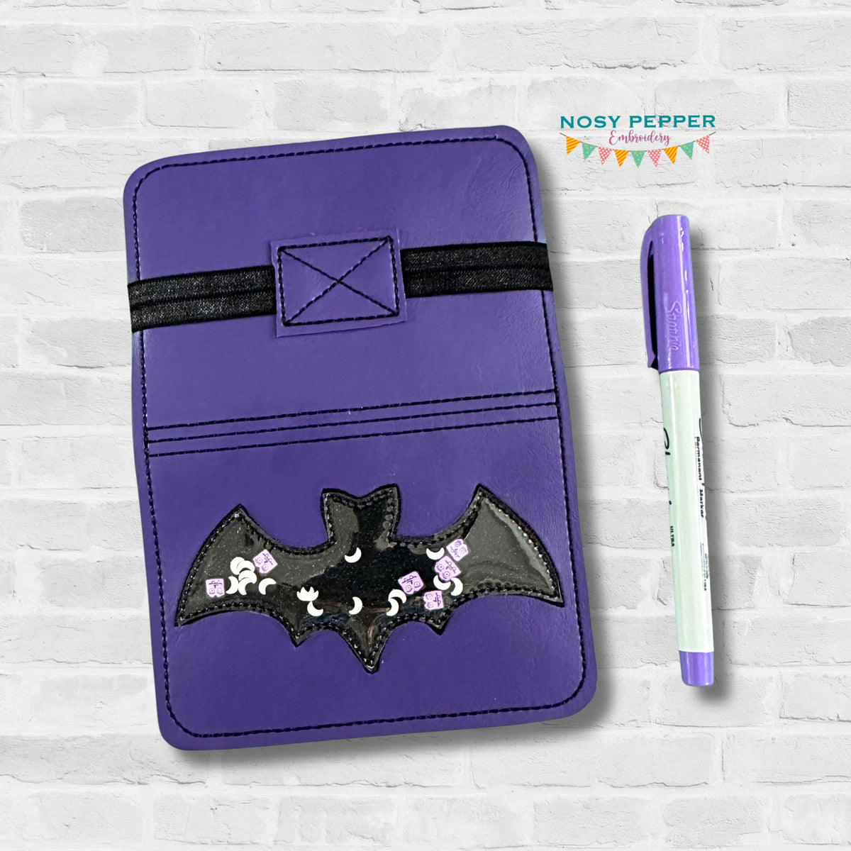 Bat appliqué Notebook Cover 2 sizes available machine embroidery desig ...