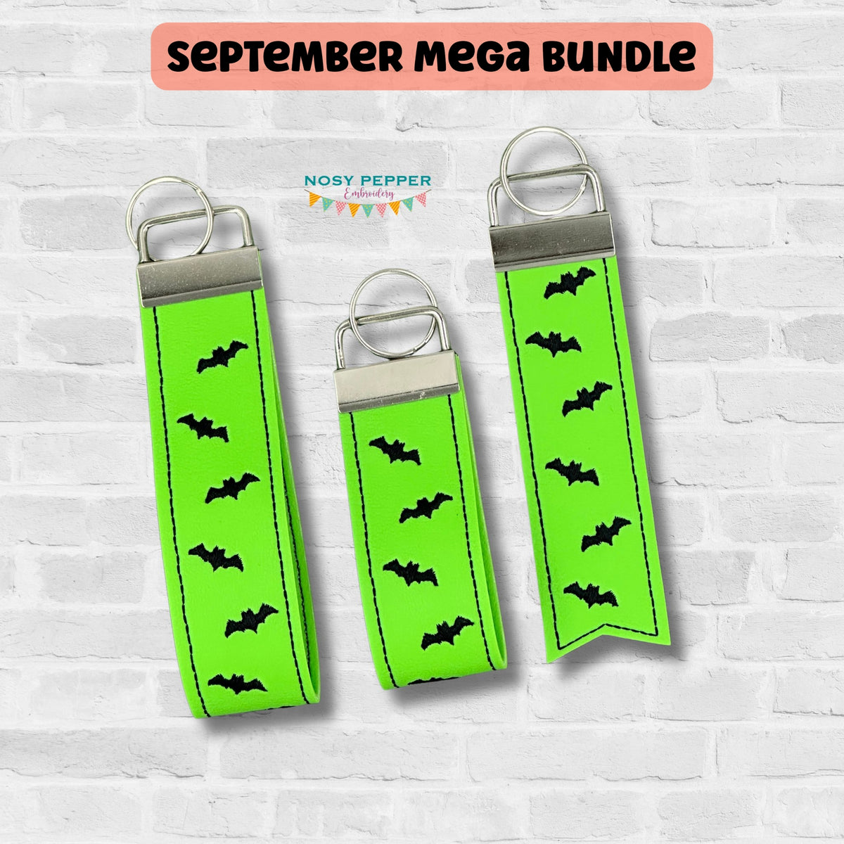 Bat fob set machine embroidery file (3 sizes included) DIGITAL DOWNLOA ...