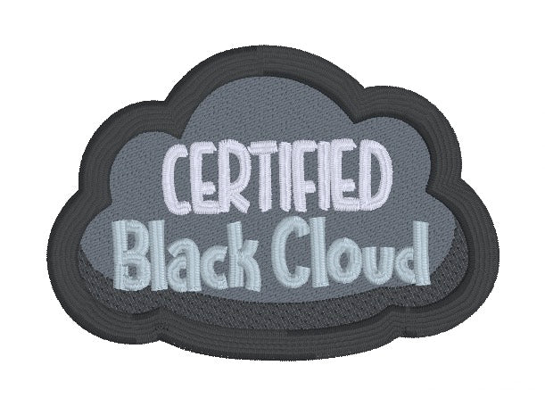 Certified Black Cloud patch (2 sizes included) machine embroidery desi ...