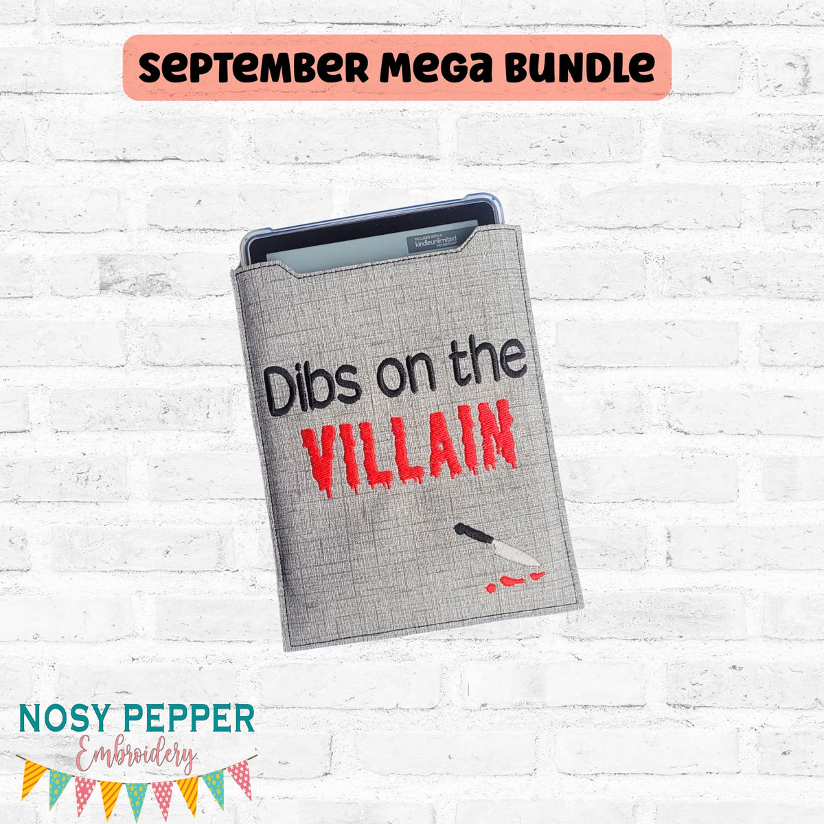 Dibs On The Villain reader sleeve (3 sizes included) machine embroider ...