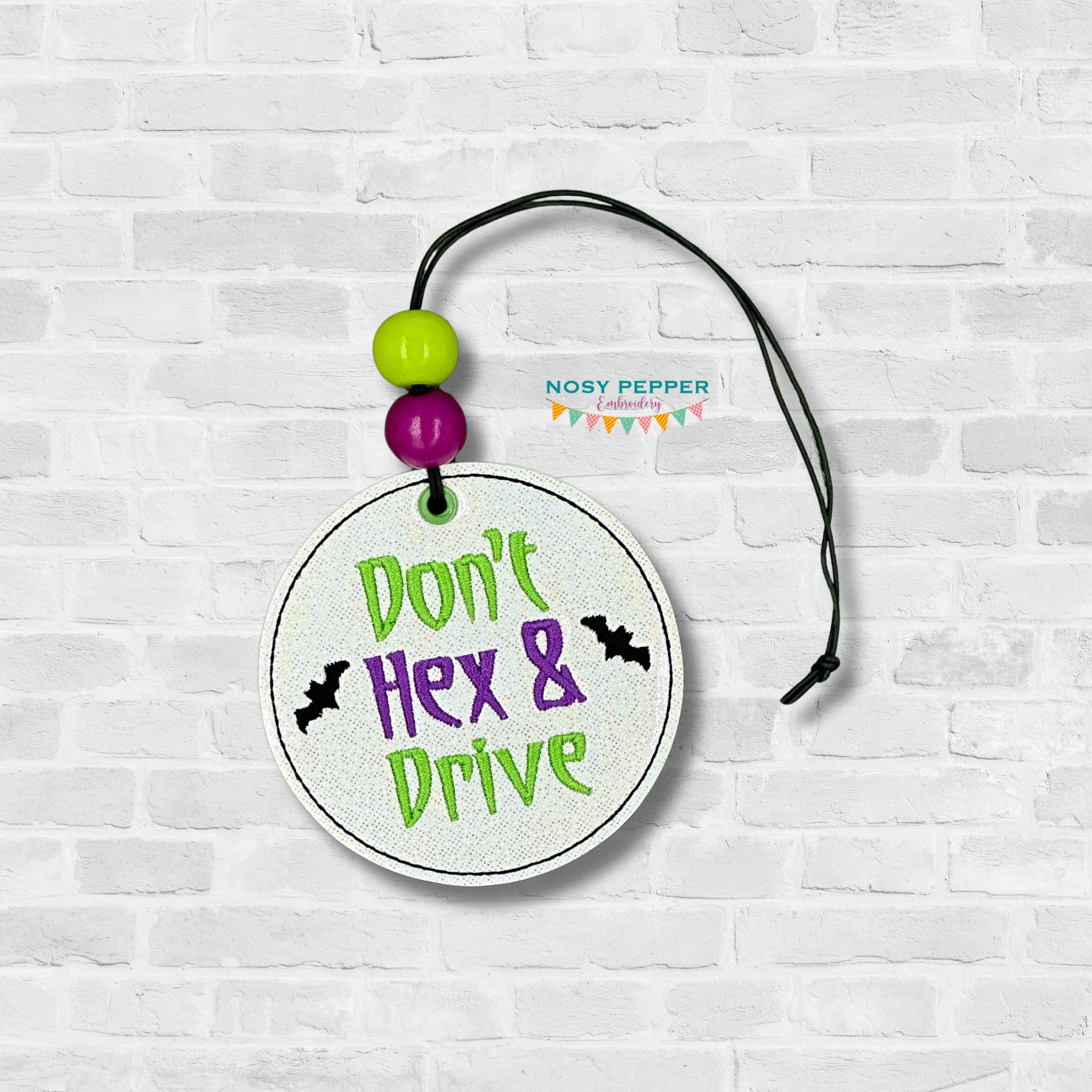 Don't Hex and Drive double-sided car tag machine embroidery design DIG ...