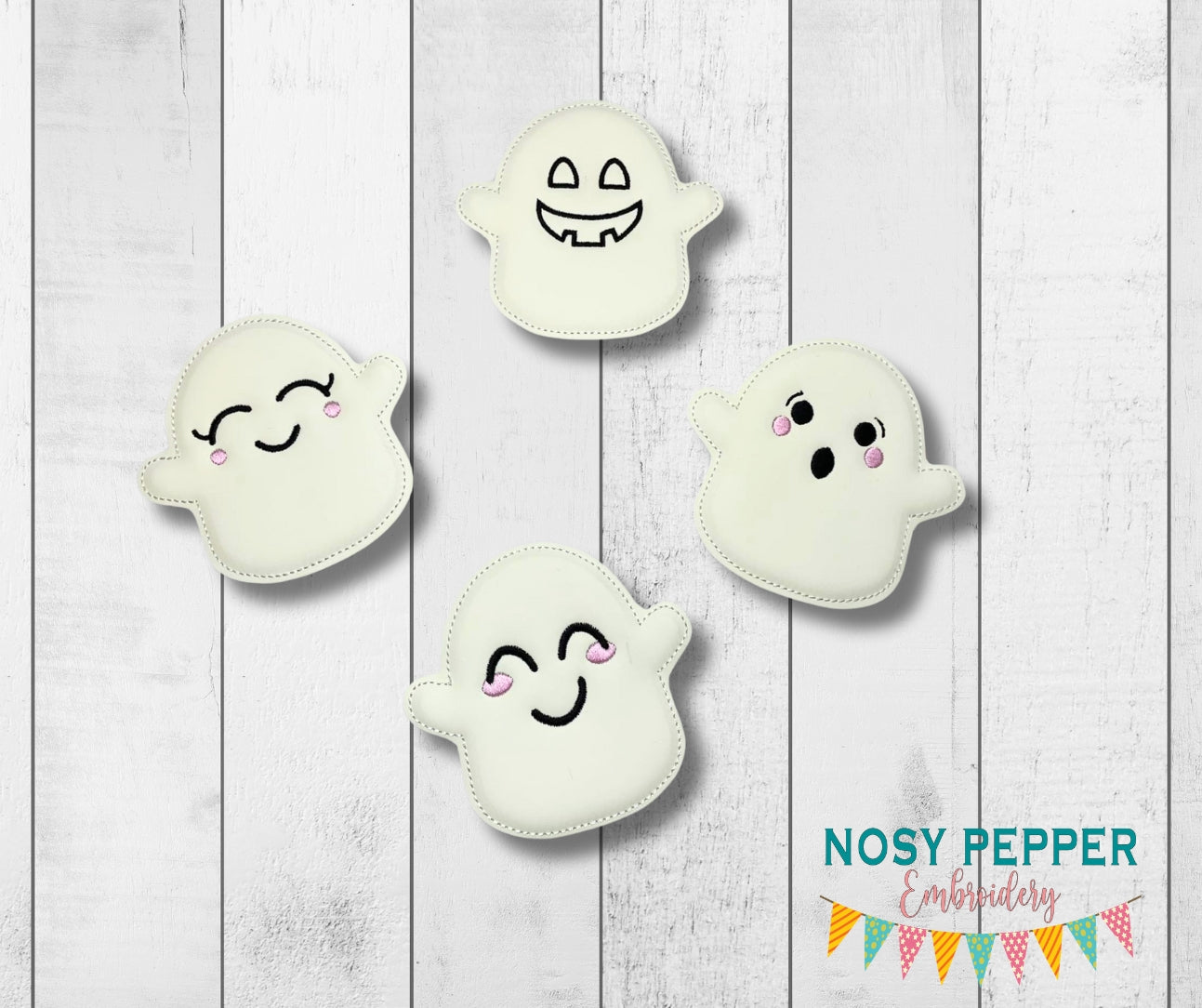 Ghost Puff coaster set machine embroidery design (4 designs included ...