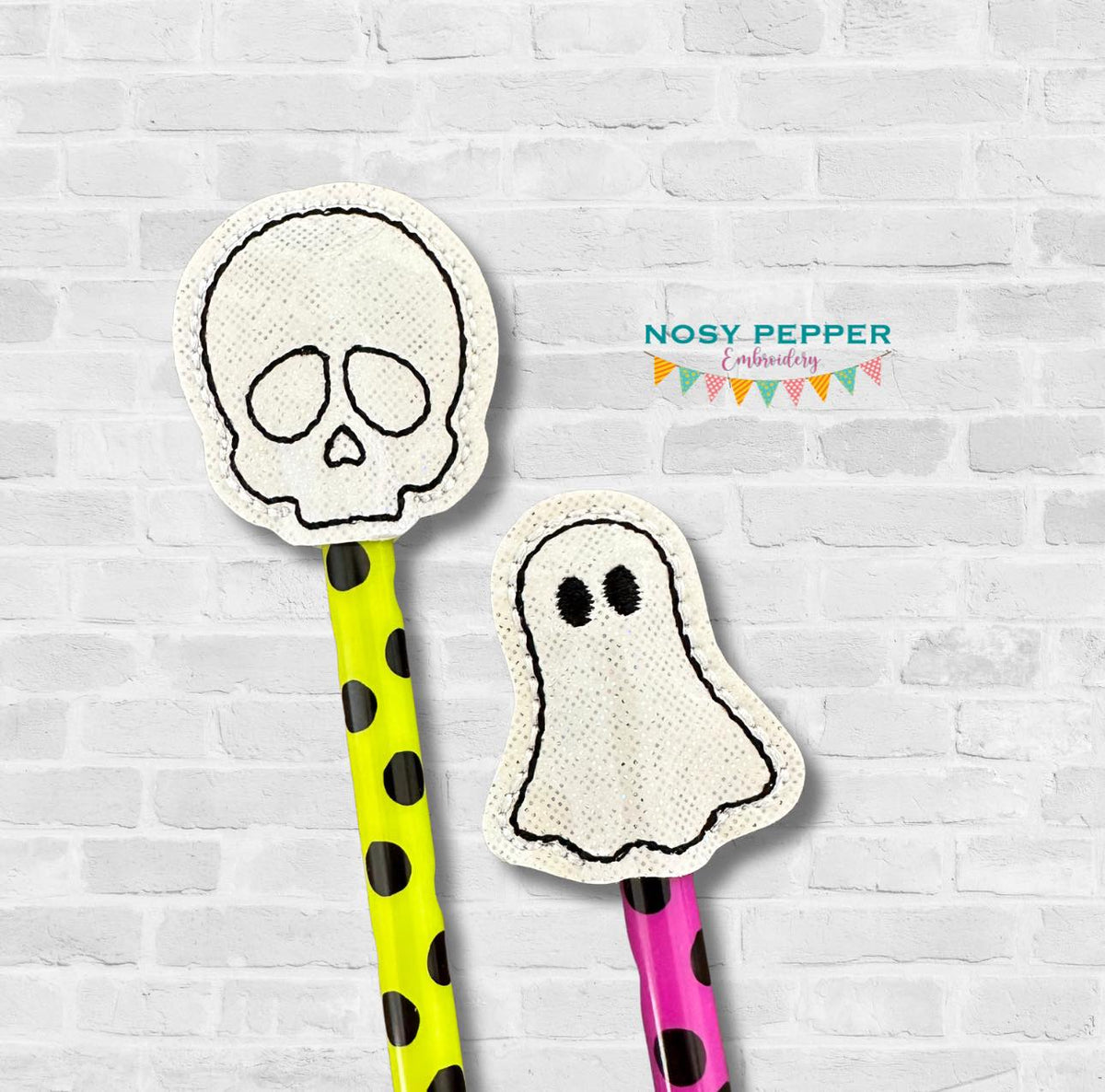 Ghost Skull pencil topper set machine embroidery design SEPT 24 PATREO ...