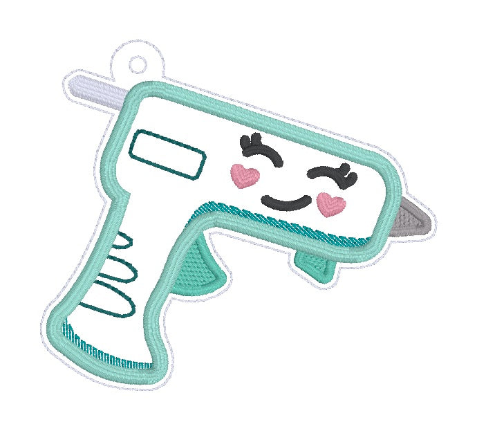 Glue Gun applique bookmark/ornament/bag tag machine embroidery design ...