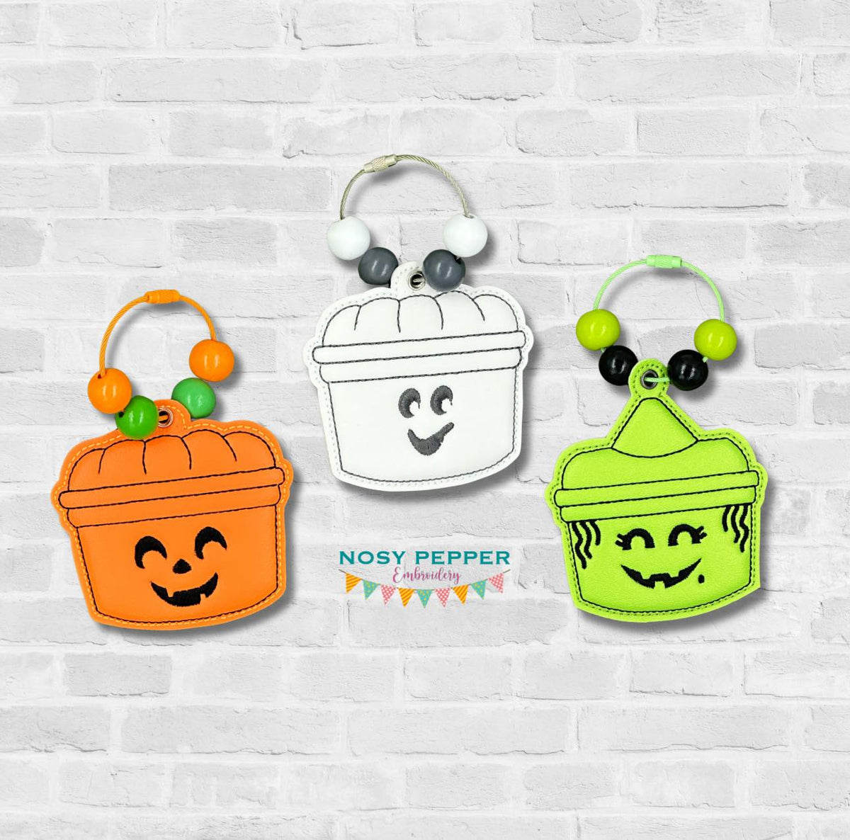 Halloween Bucket puff bookmark/bag tag/ornament set (3 designs include ...