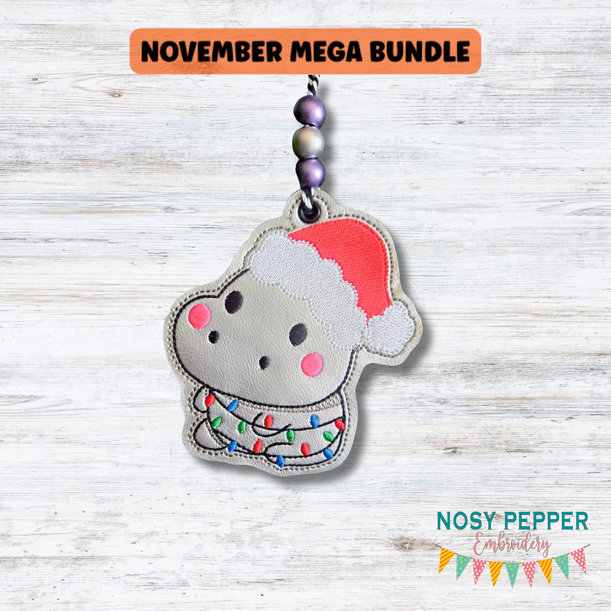 Hippo Lights ornament machine embroidery design DIGITAL DOWNLOAD – Nosy ...