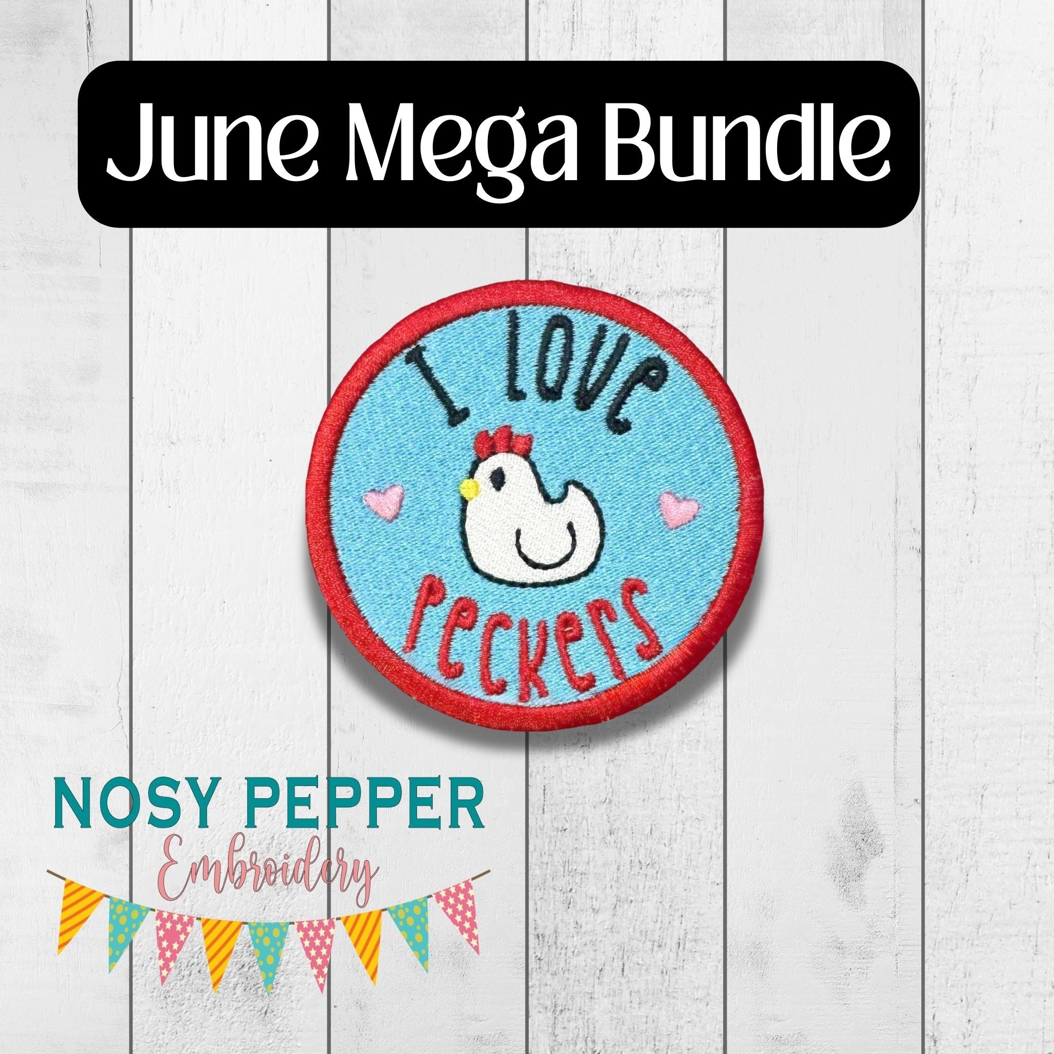 I Love Peckers patch (2 sizes included) machine embroidery design DIGI ...