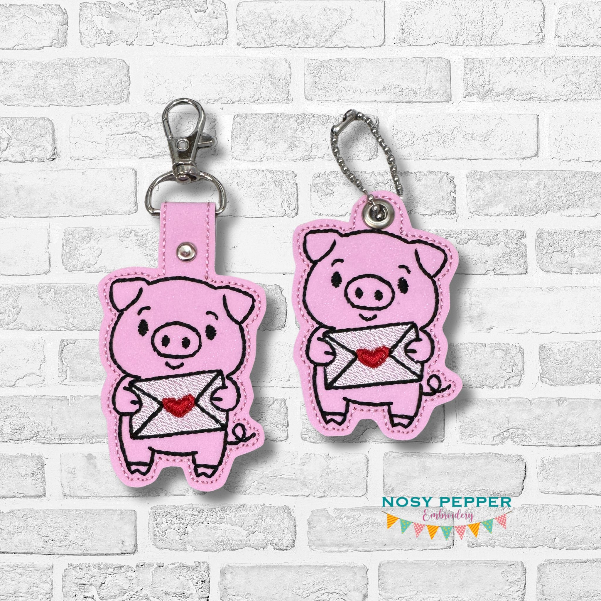 Love Piggy Heart snap tab and eyelet fob set (single and multi files i ...