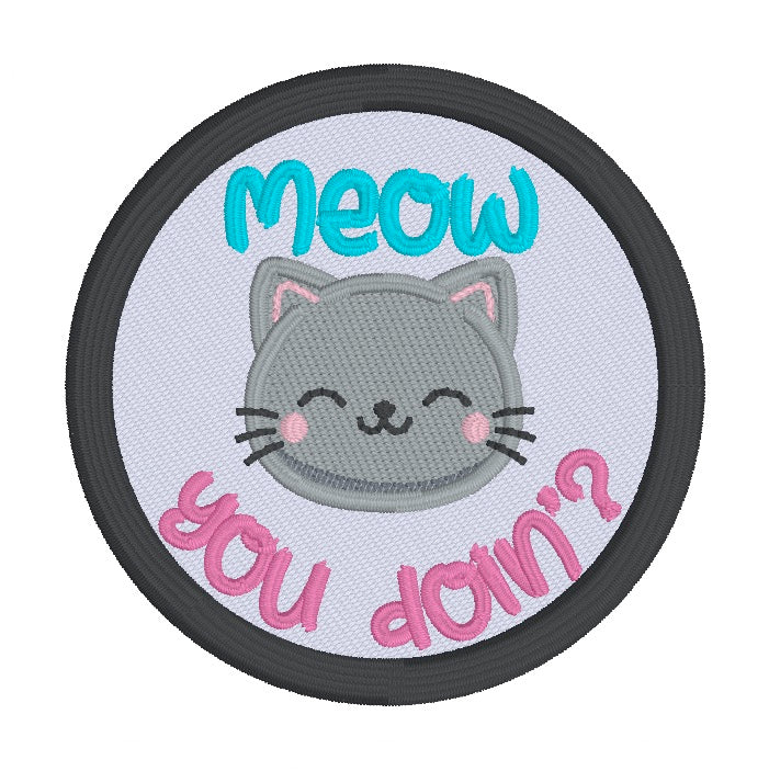 Meow You Doin patch (2 sizes included) machine embroidery design DIGIT ...