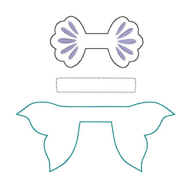 Mermaid ITH Bow Oct '24 Mystery Bundle (3 sizes included) machine embr ...