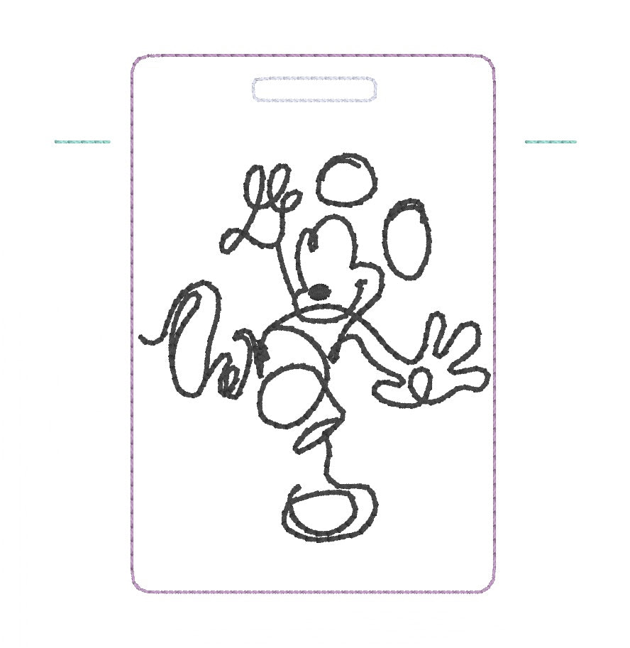 Mouse Boy Line Art luggage tag set machine embroidery design DIGITAL D ...