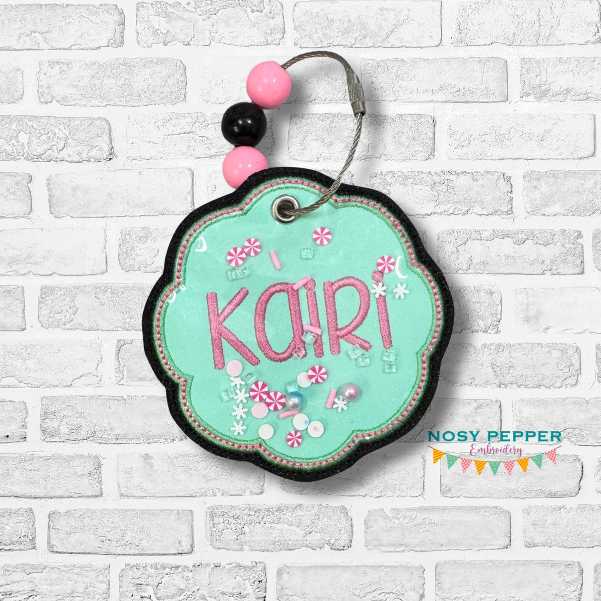 Name Tag applique bag tag/ornament/bookmark machine embroidery design ...