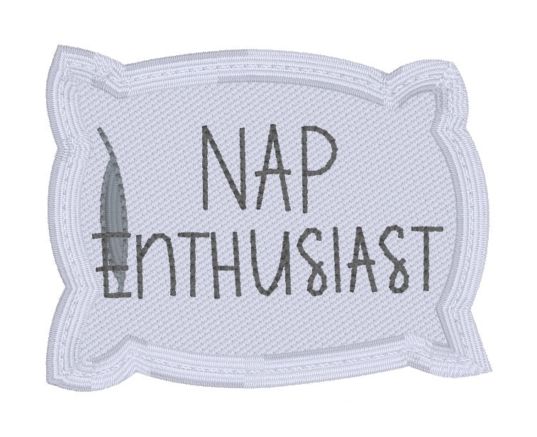 Nap Enthusiast patch (2 sizes included) machine embroidery design DIGI ...