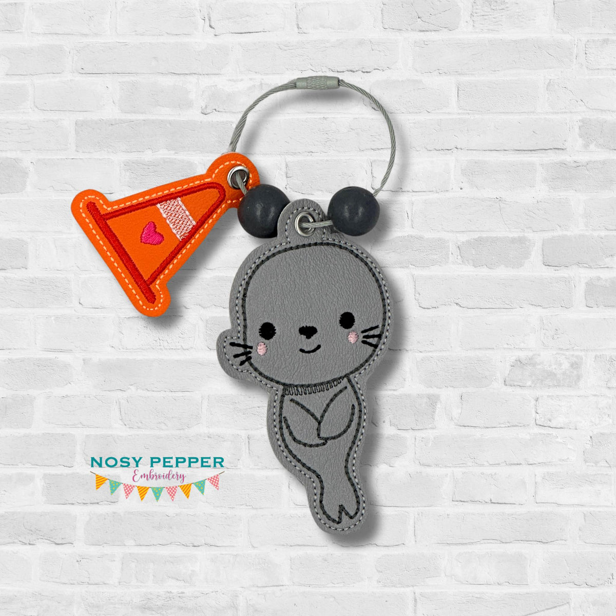 Neil the Seal applique bag tag set machine embroidery design DIGITAL D ...