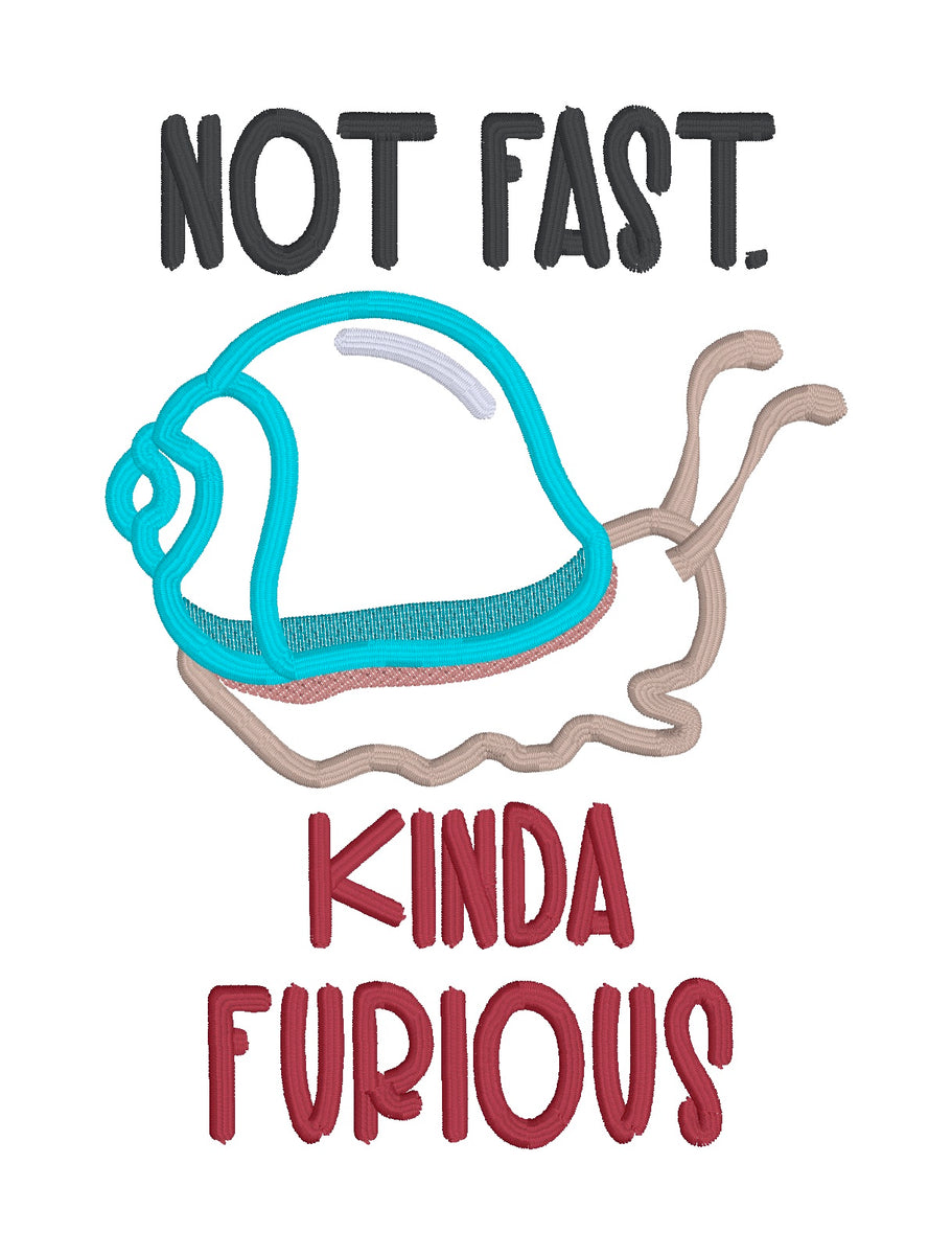 Not Fast applique machine embroidery design (4 sizes included) DIGITAL ...