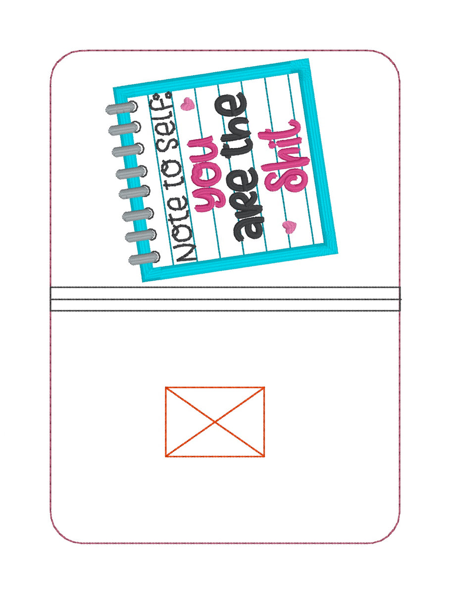 Note To Self applique Notebook Cover (2 sizes available) machine embro ...