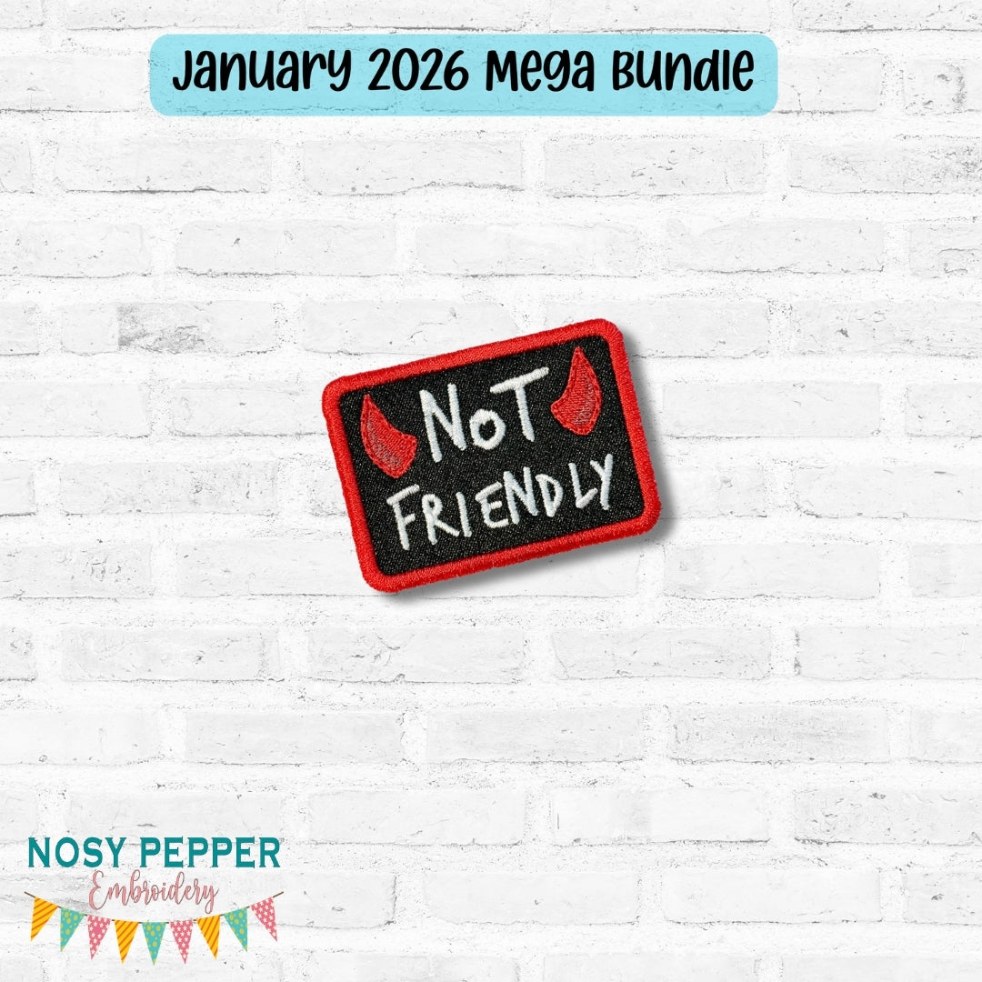 Not Friendly patch (2 sizes included) machine embroidery design DIGITA ...