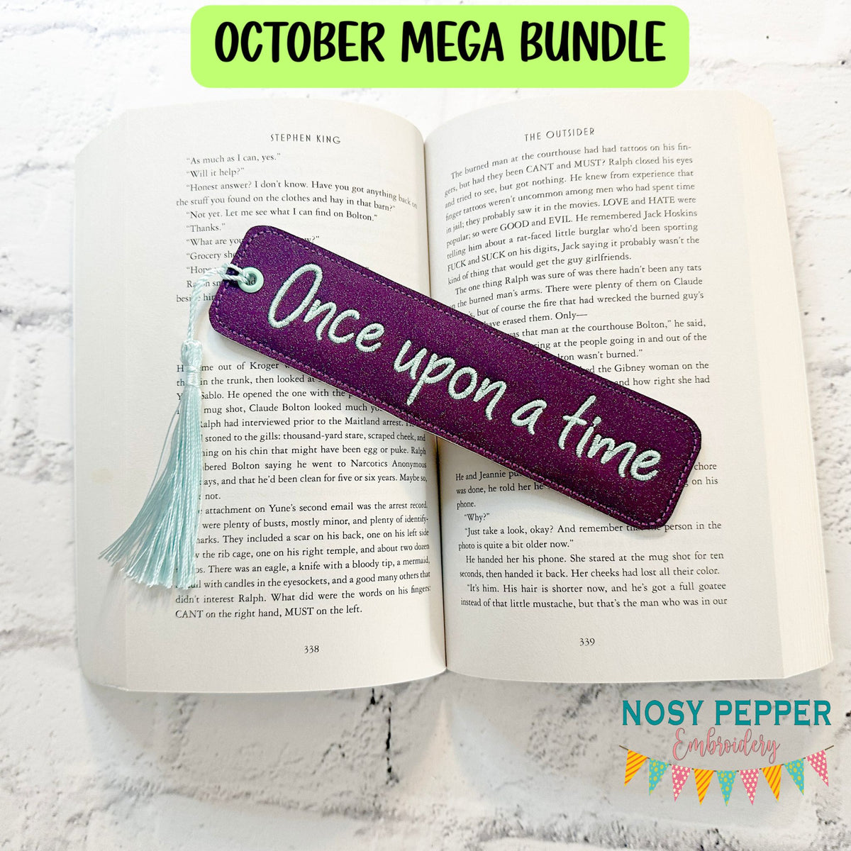 Once Upon A Time 5x7 bookmark machine embroidery design DIGITAL DOWNLO ...