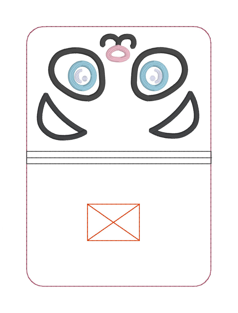 Panda Face applique Notebook Cover (2 sizes available) machine embroid ...