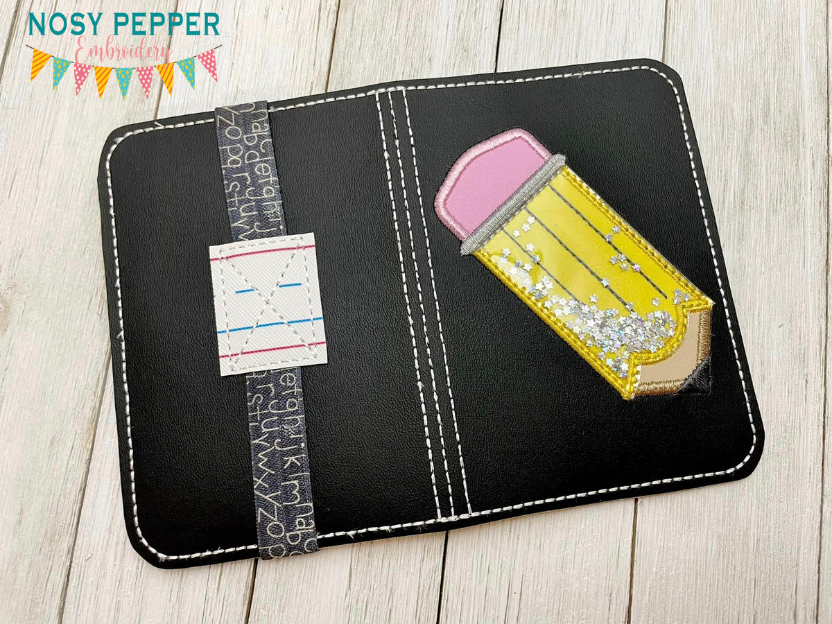 Pencil applique shaker Notebook Cover (2 sizes available) machine embr ...