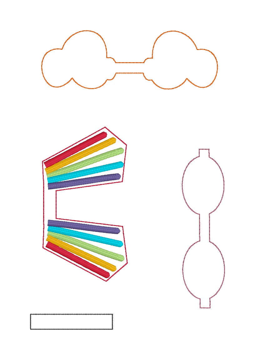 Rainbow Cloud ITH Bow (2 sizes included) machine embroidery design DIG ...