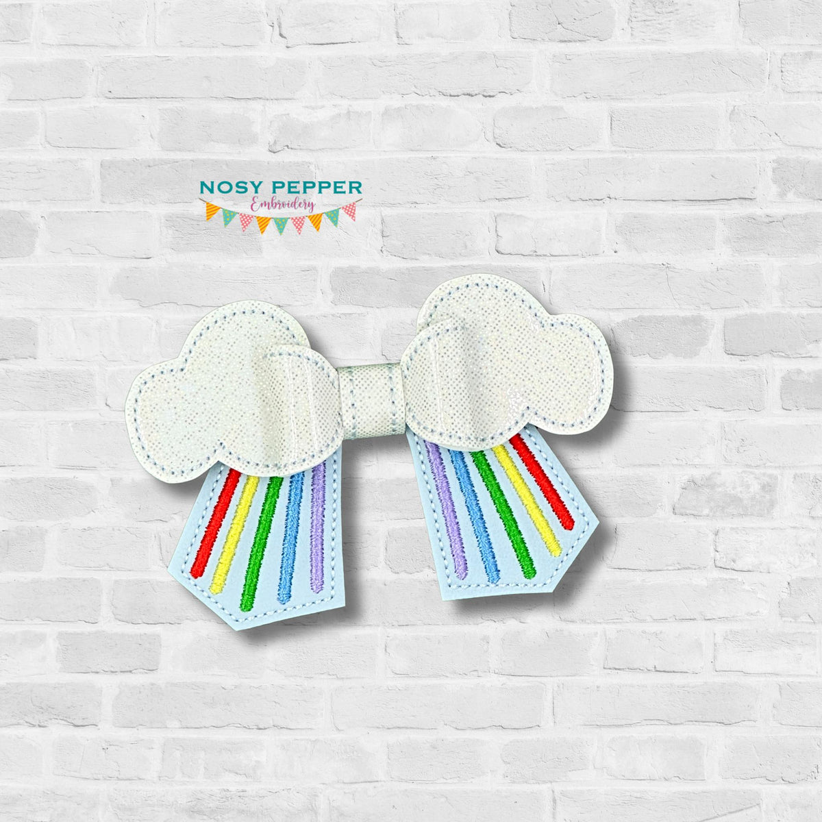 Rainbow Cloud ITH Bow (2 sizes included) machine embroidery design DIG ...