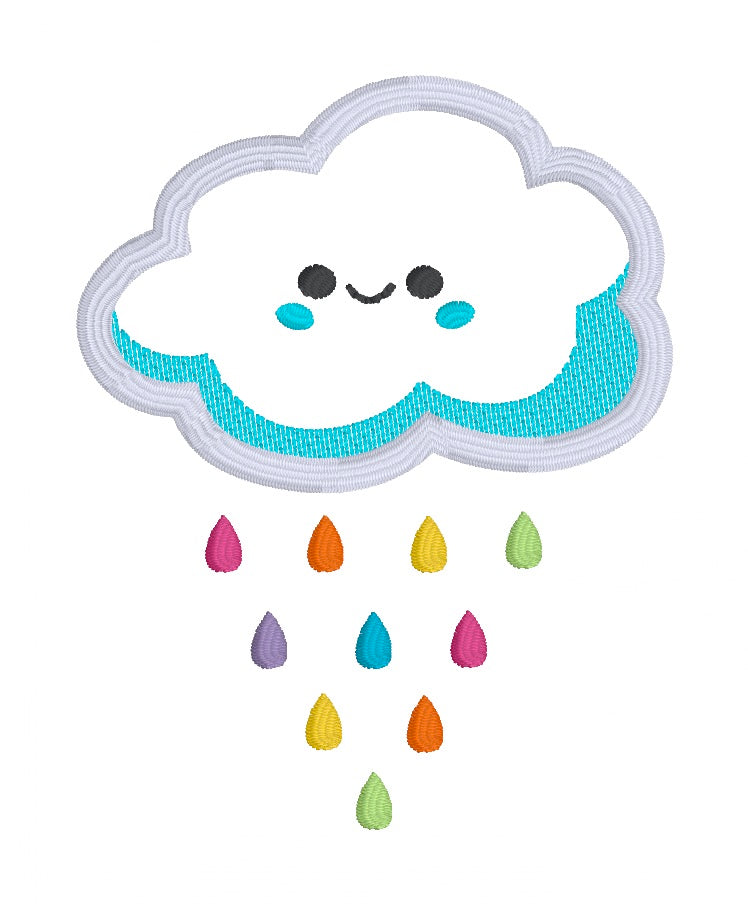 Rainbow Cloud applique machine embroidery design (5 sizes included) Ju ...