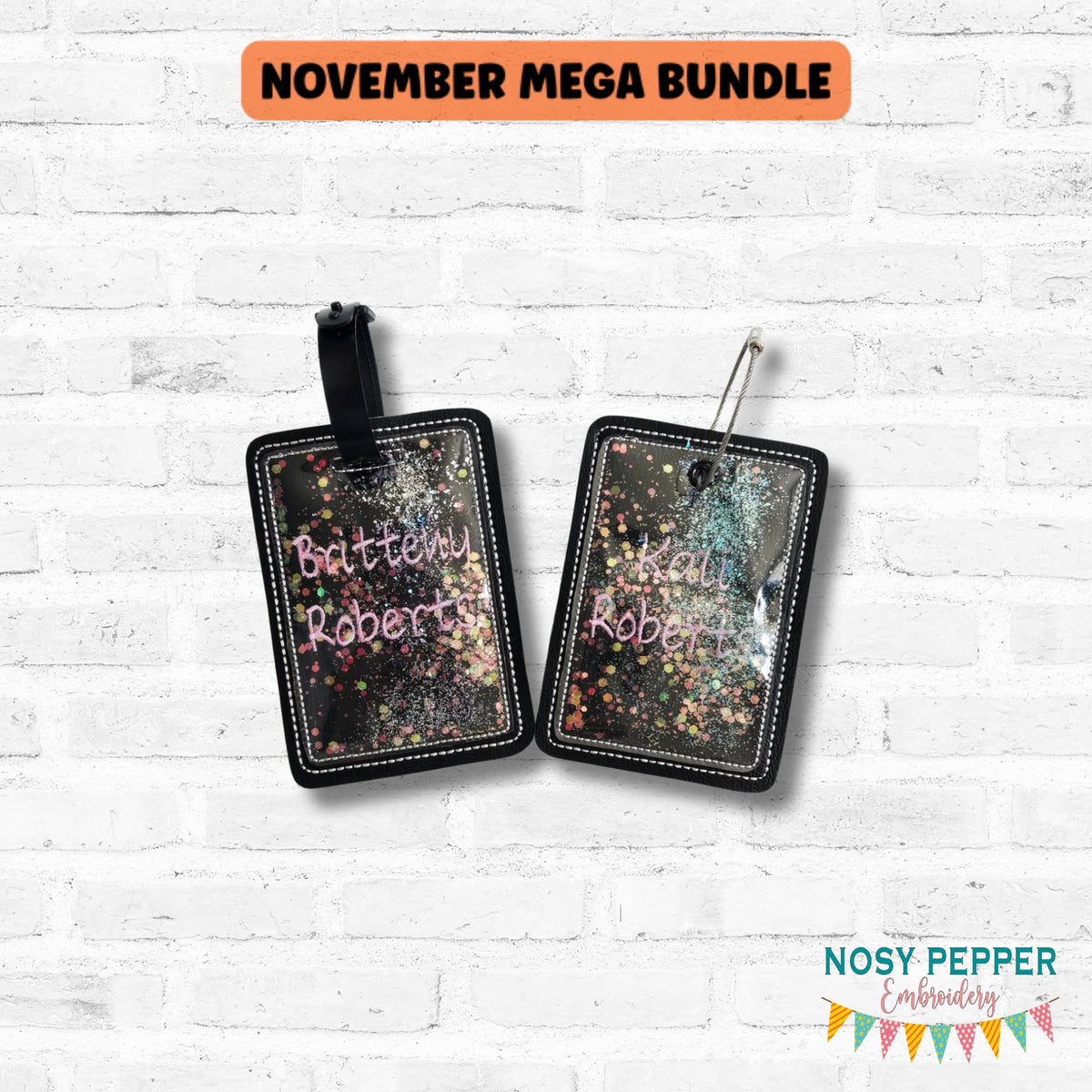 Shaker luggage tag set machine embroidery design DIGITAL DOWNLOAD ...