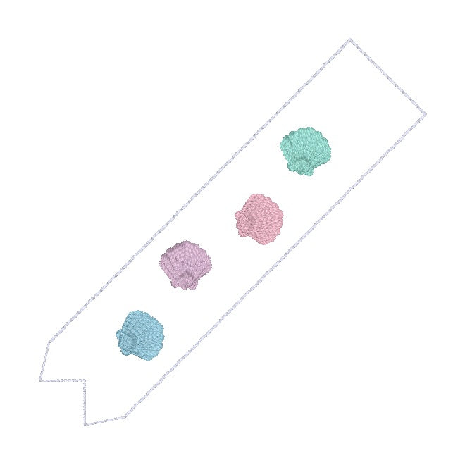 Shell key fob set machine embroidery file (3 sizes, single and multi f ...