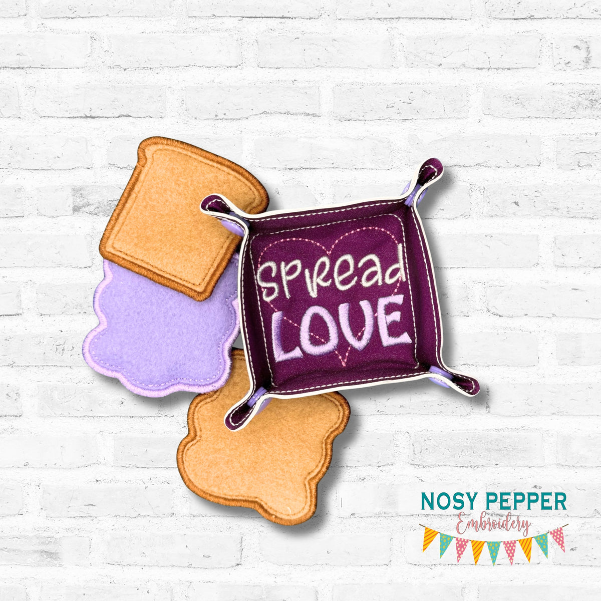 Spread Love ITH tray and wipe set machine embroidery design (includes ...