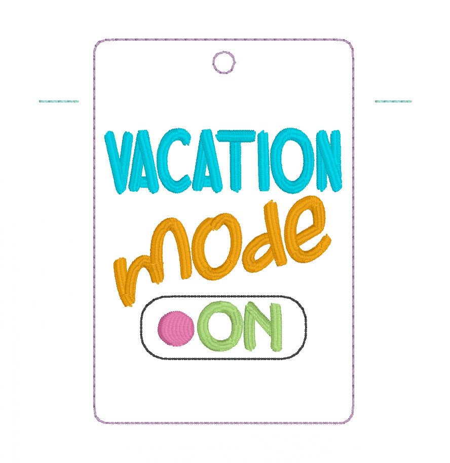 Vacation Mode luggage tag set machine embroidery design DIGITAL DOWNLO ...