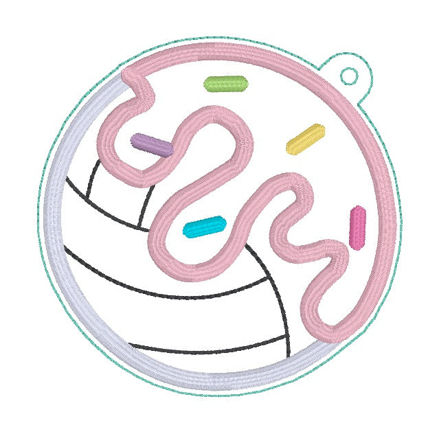 Volleyball Drip applique bag tag/bookmark/ornament machine embroidery ...