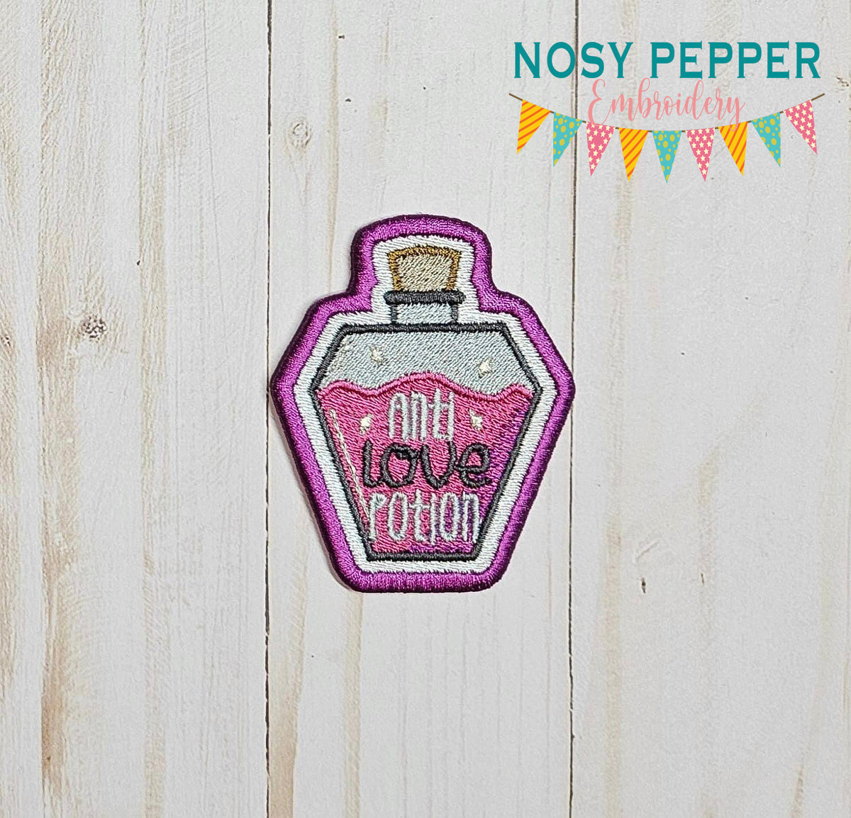 Anti Love Potion patch machine embroidery design (2 sizes included) DI ...