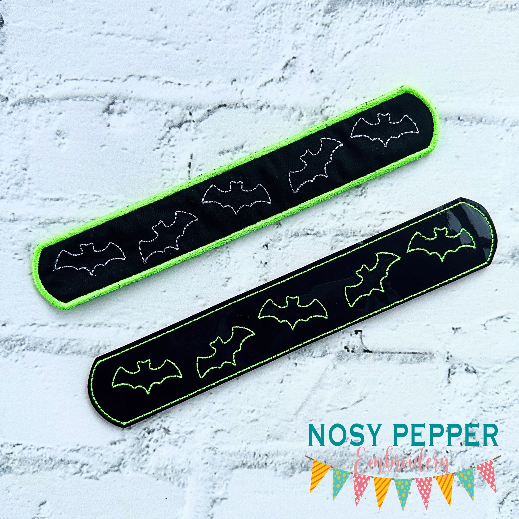 Bat slap bracelet machine embroidery file 6x10 hoop (single and multi ...