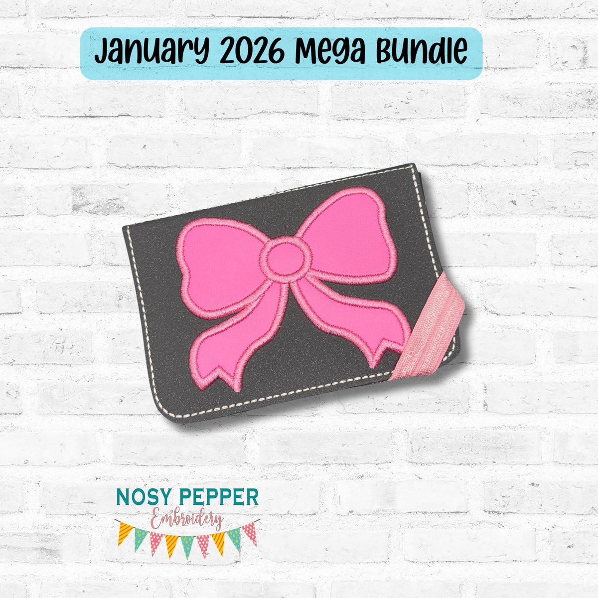 Bow appliqué notebook cover 2 sizes available machine embroidery desig ...