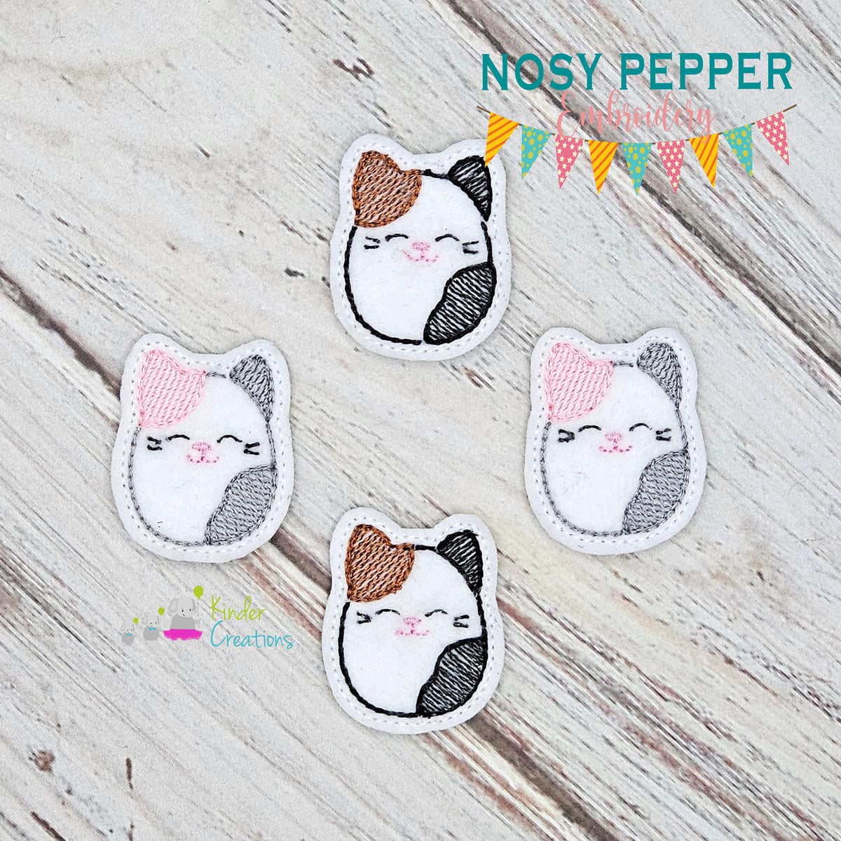 Calico Squishy feltie embroidery file (single and multi files included ...