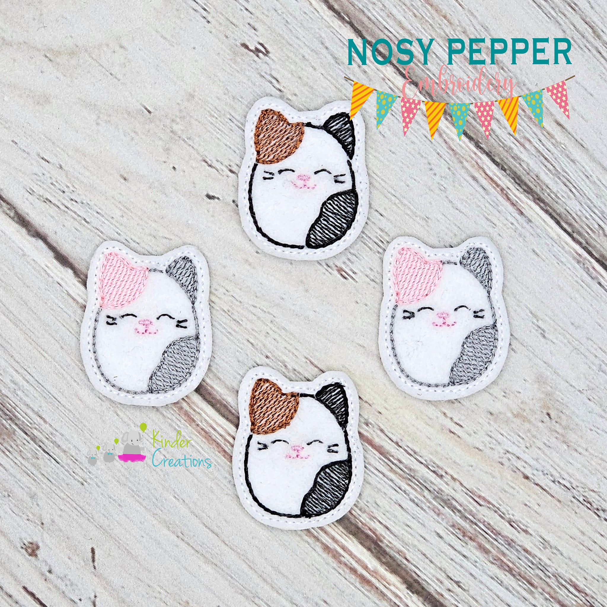 Calico Squishy feltie embroidery file (single and multi files included ...