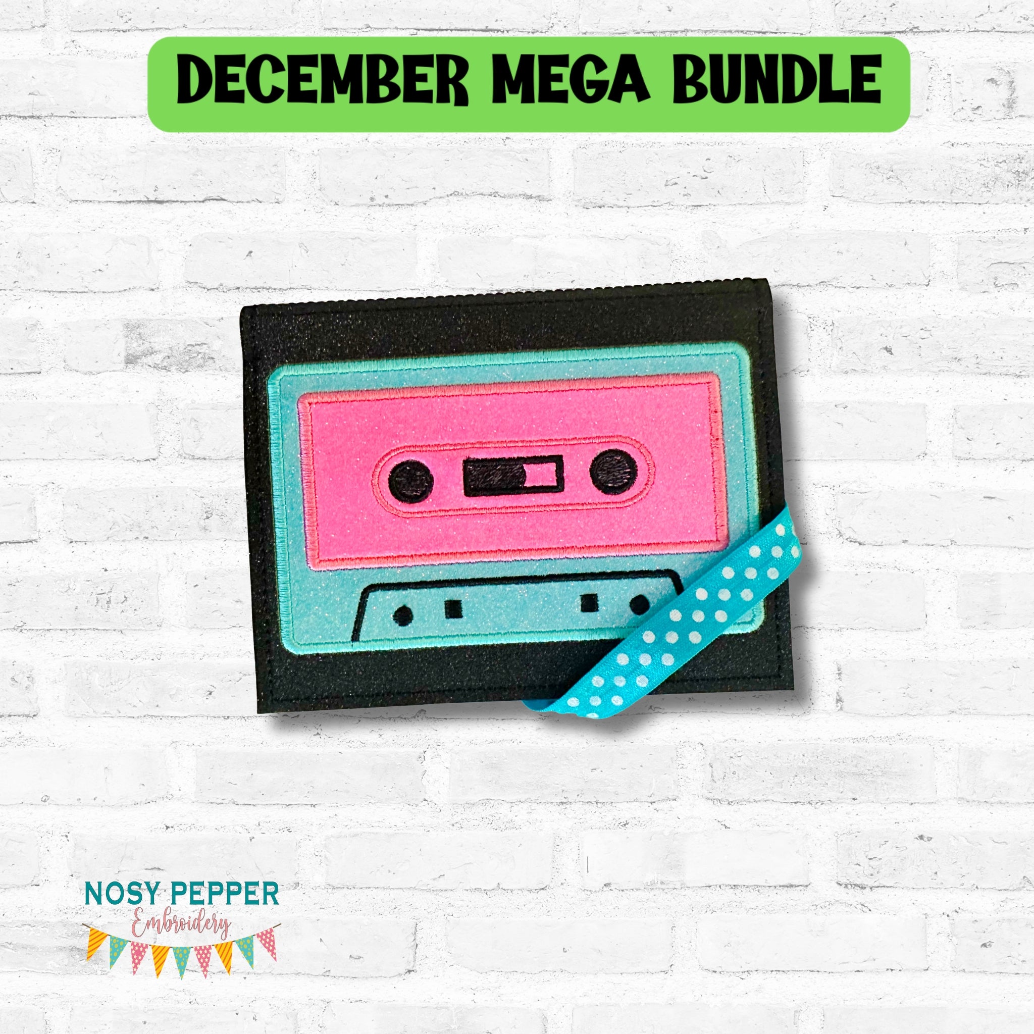 Cassette appliqué notebook cover 2 sizes available machine embroidery ...