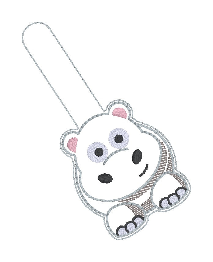 Chubby Hippo snap tab and eyelet fob machine embroidery file (single a ...