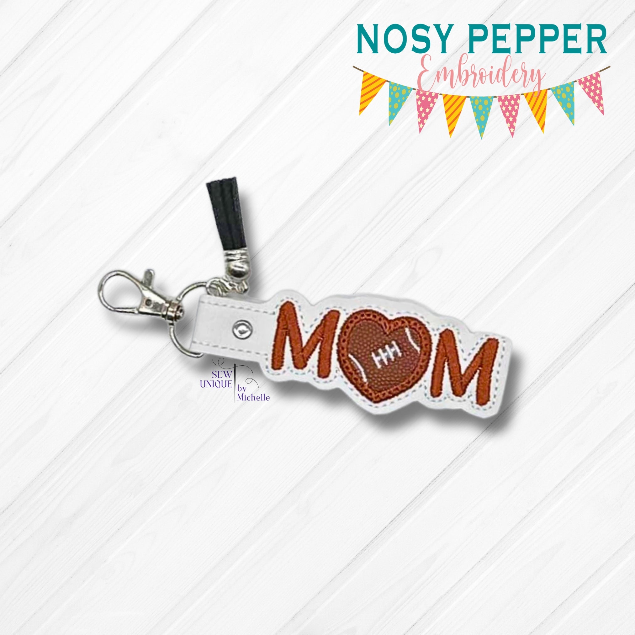 Football Mom Applique snap tab machine embroidery file (single & multi ...