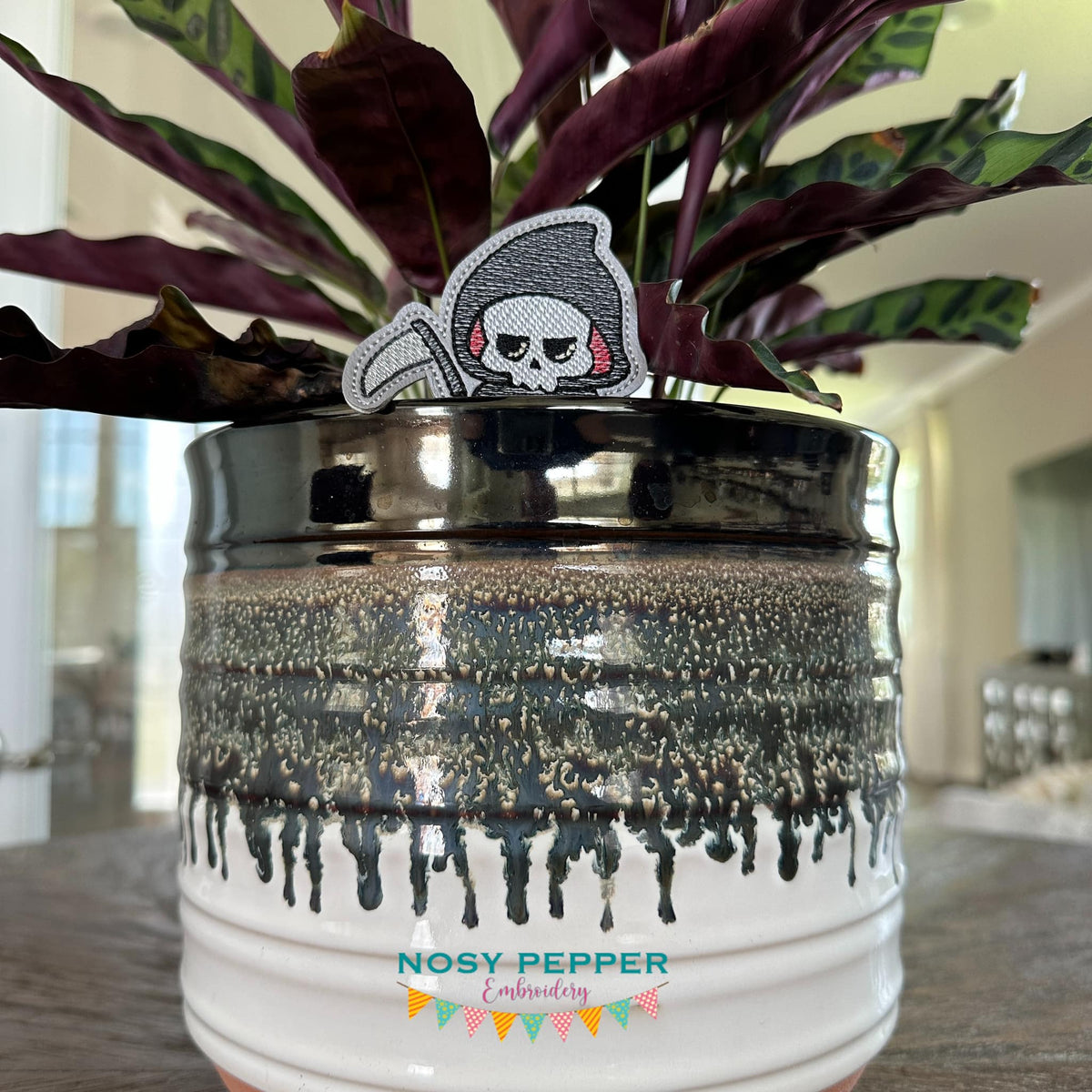 Grim Reaper Plant Marker machine embroidery design DIGITAL DOWNLOAD ...